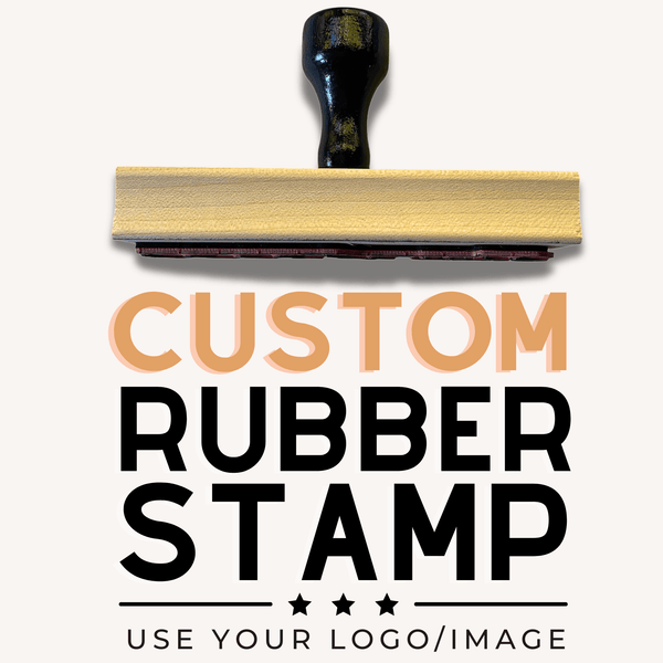 Custom Logo Wood Mounted Rubber Stamp - Package Branding - Use Your Im
